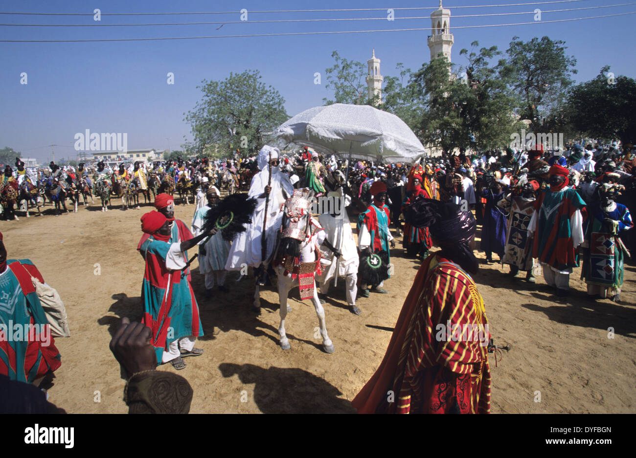 Durbar Fantasia festival. Traditional Husa homage to the Emir of Kano ...