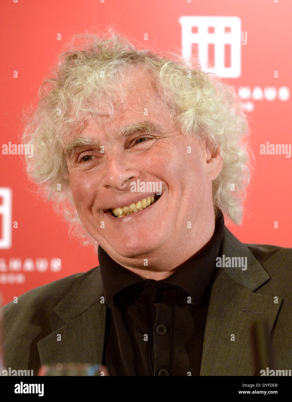 Sir Simon Rattle, seen on Monday, April 14, 2014, in Baden-Baden ...