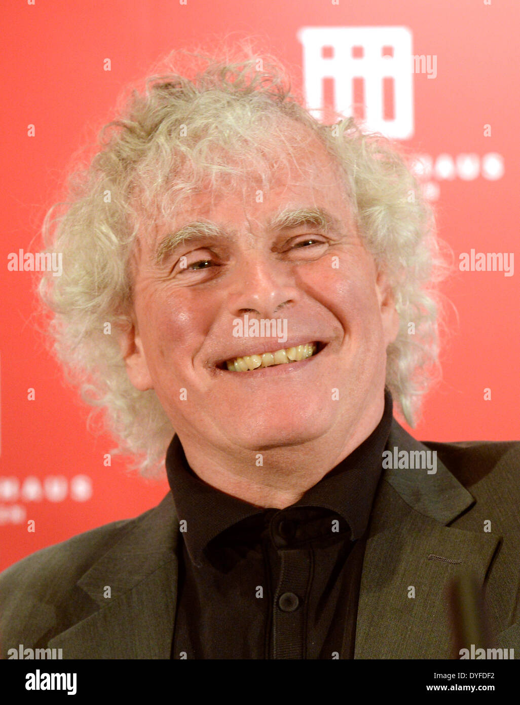 Sir Simon Rattle, seen on Monday, April 14, 2014, in Baden-Baden ...