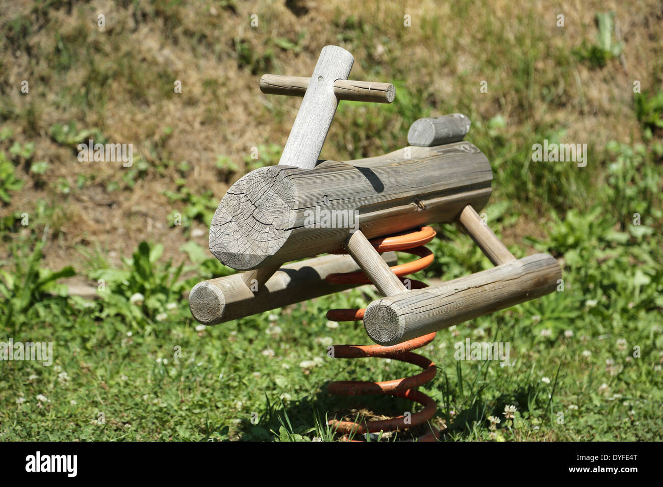 Empty activities at a kids playground in the summer Stock Photo - Alamy