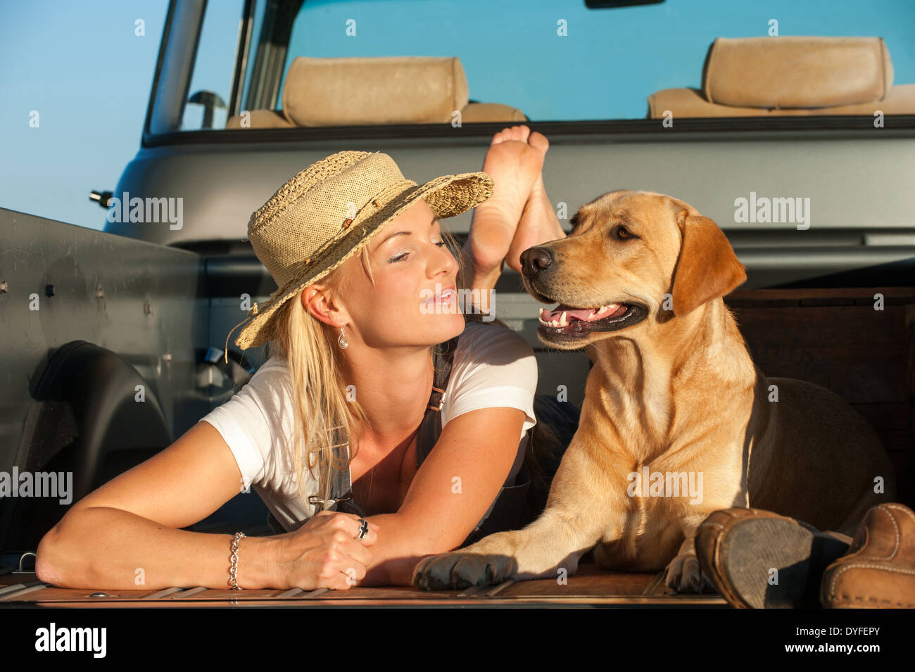 Woman labrador retiever dog hi-res stock photography and images - Alamy