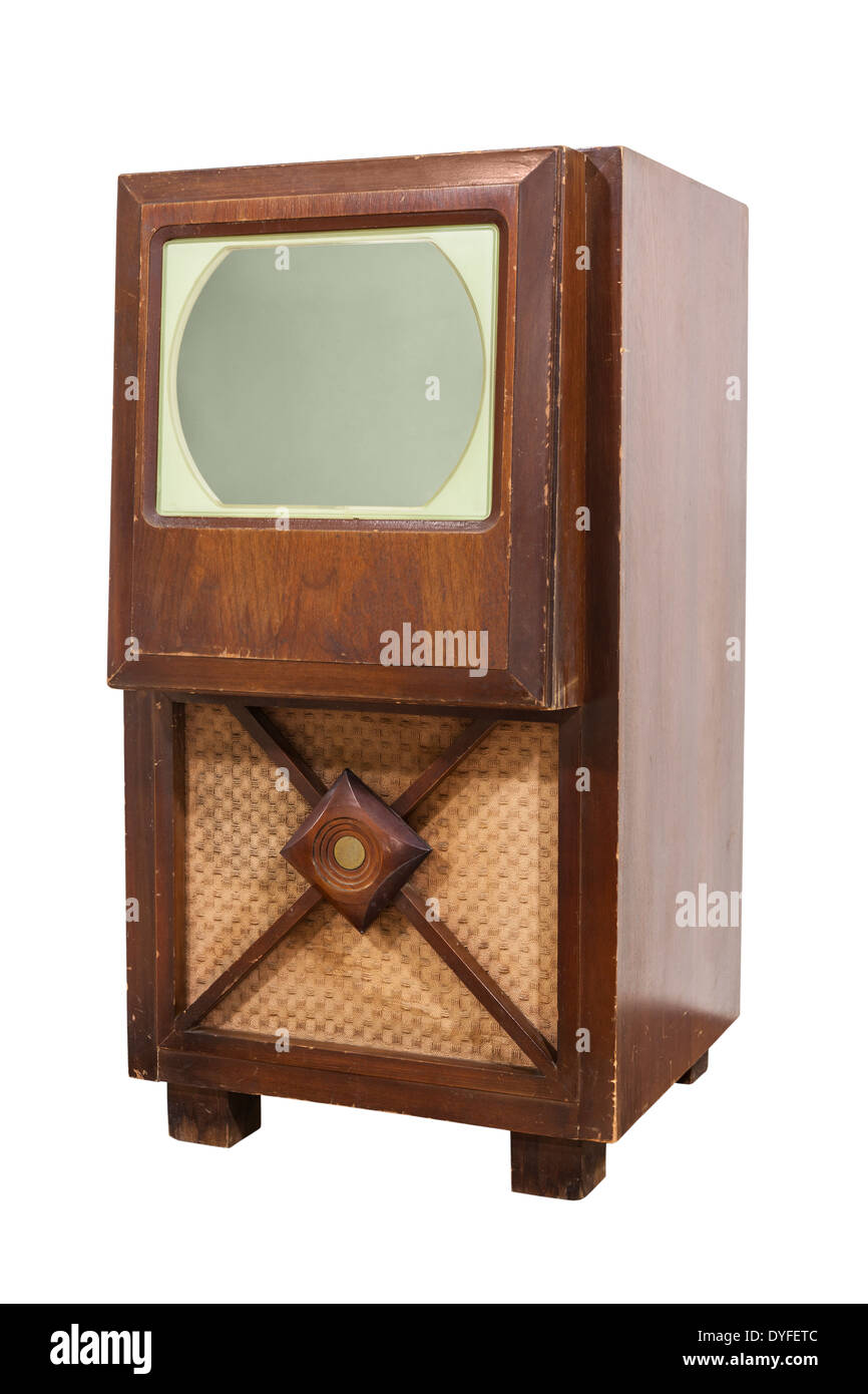 Old wooden television isolated with clipping path Stock Photo - Alamy
