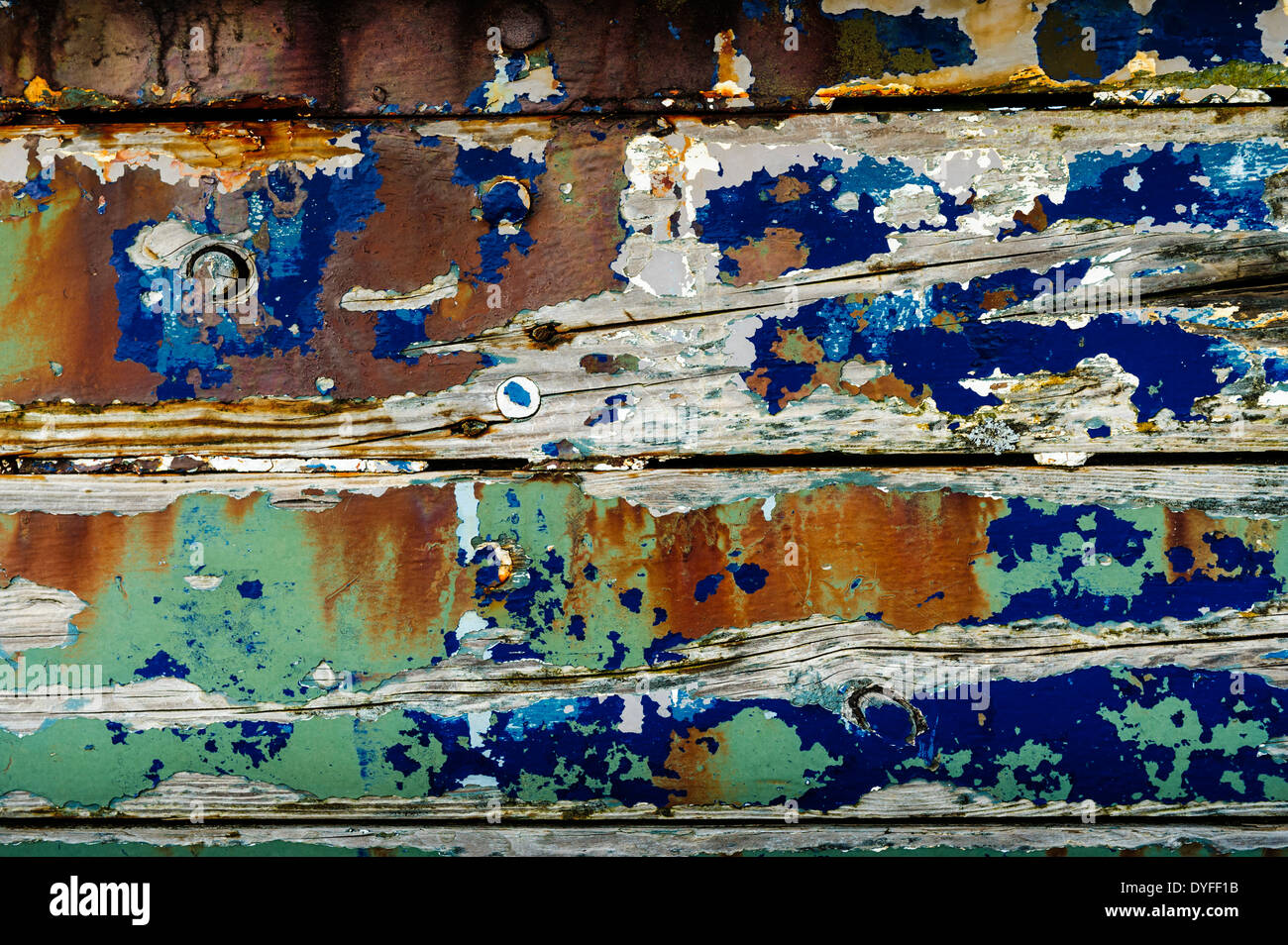 Close up detail from an old abandoned ferry on the beach at Borve ...