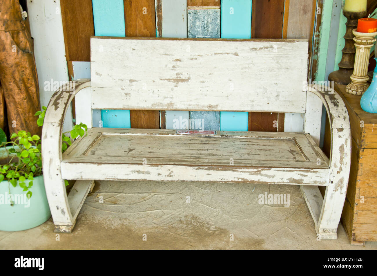 old wood vintage bench for decoration Stock Photo - Alamy