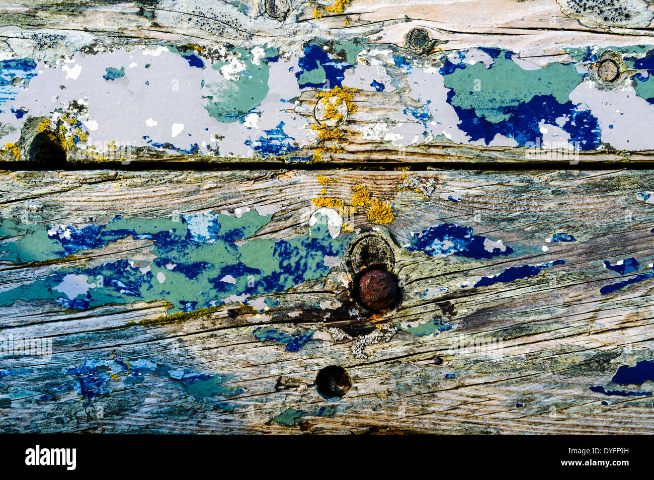 Close up detail from an old abandoned ferry on the beach at Borve ...