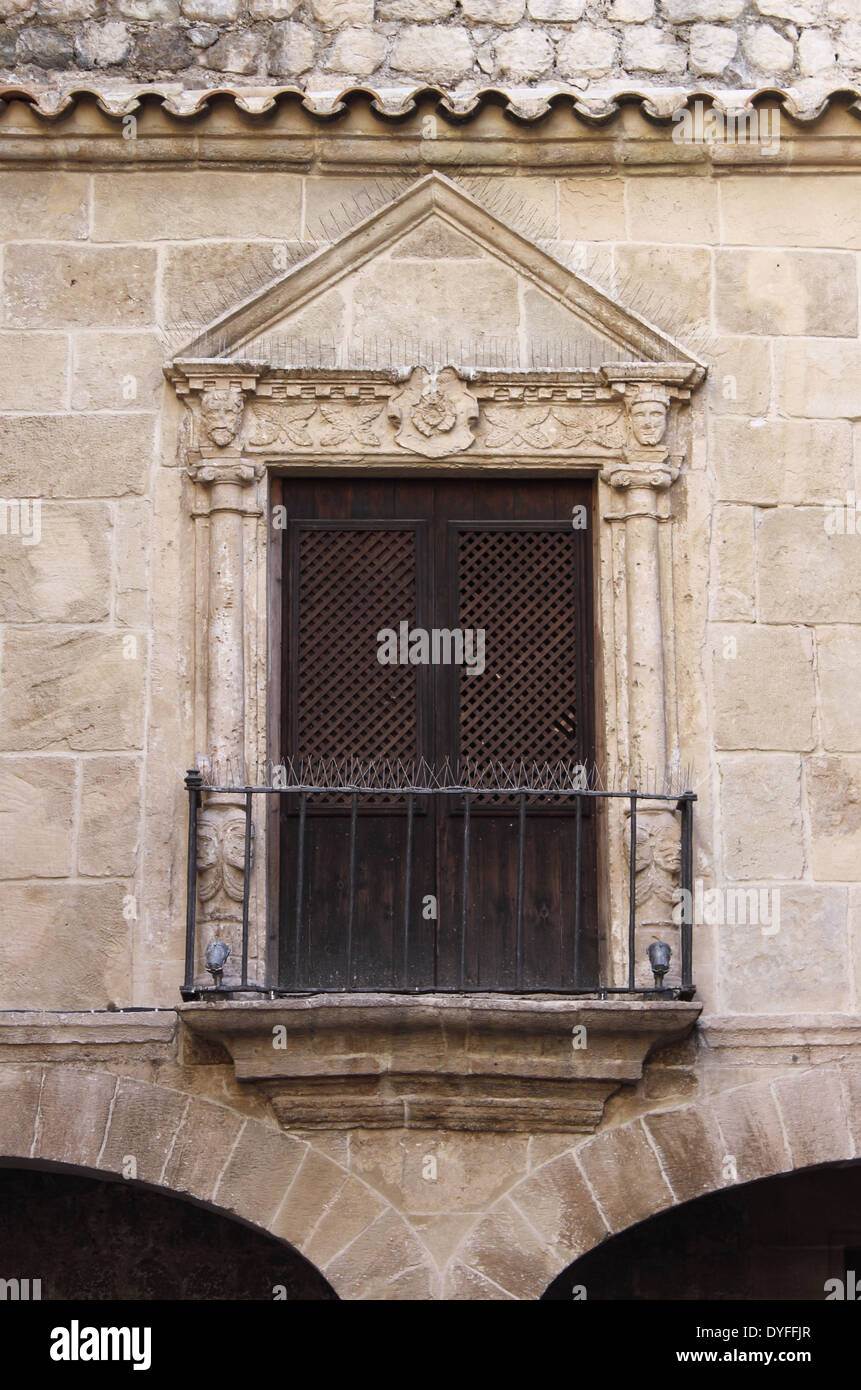Medieval window in the Armoury Court of Ibiza town, Spain Stock Photo ...