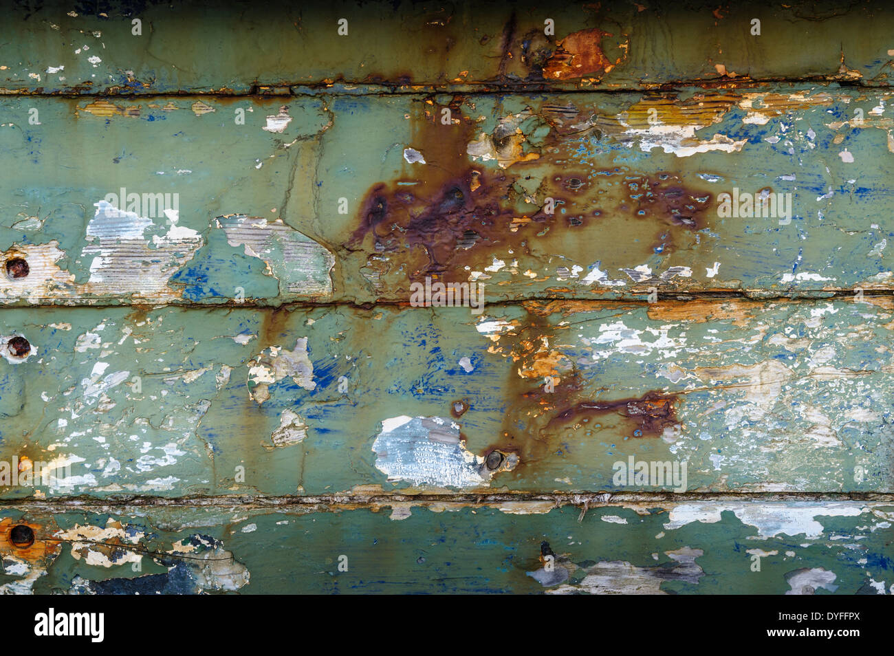 Close up detail from an old abandoned ferry on the beach at Borve ...