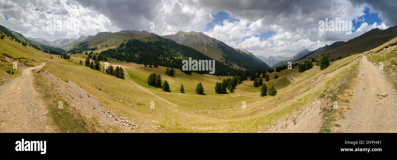 overview of the landscape of the Alps in Italy Stock Photo - Alamy