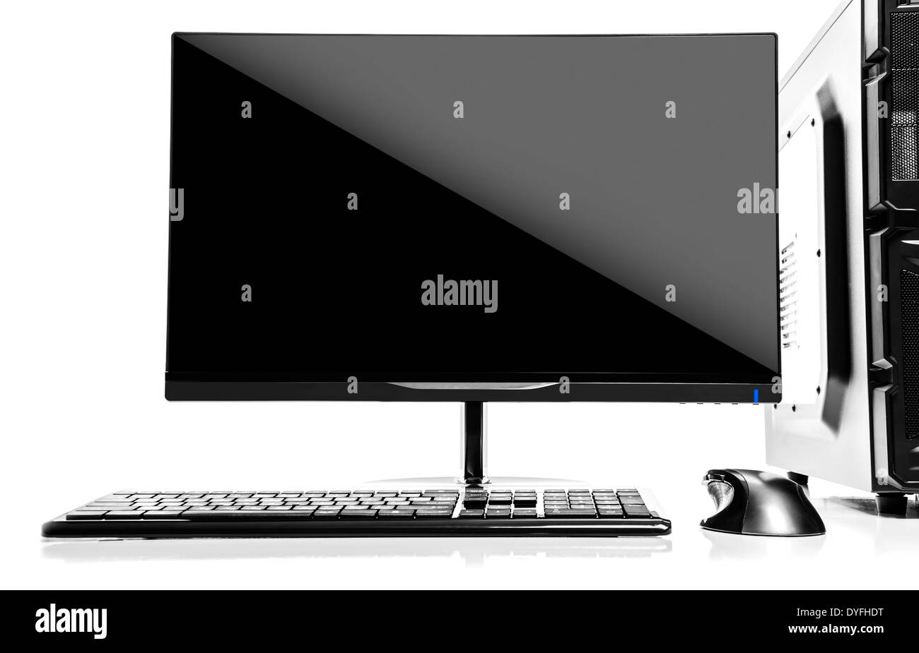 Desktop computer and keyboard and mouse isolated on white Stock Photo ...