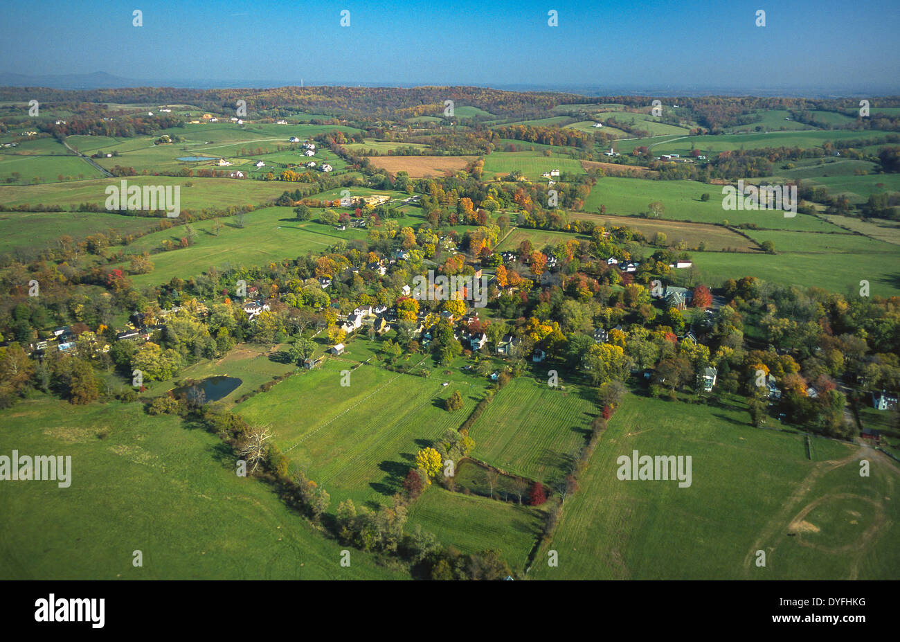 WATERFORD, VIRGINIA, USA - Aerial of historic hamlet of Waterford ...