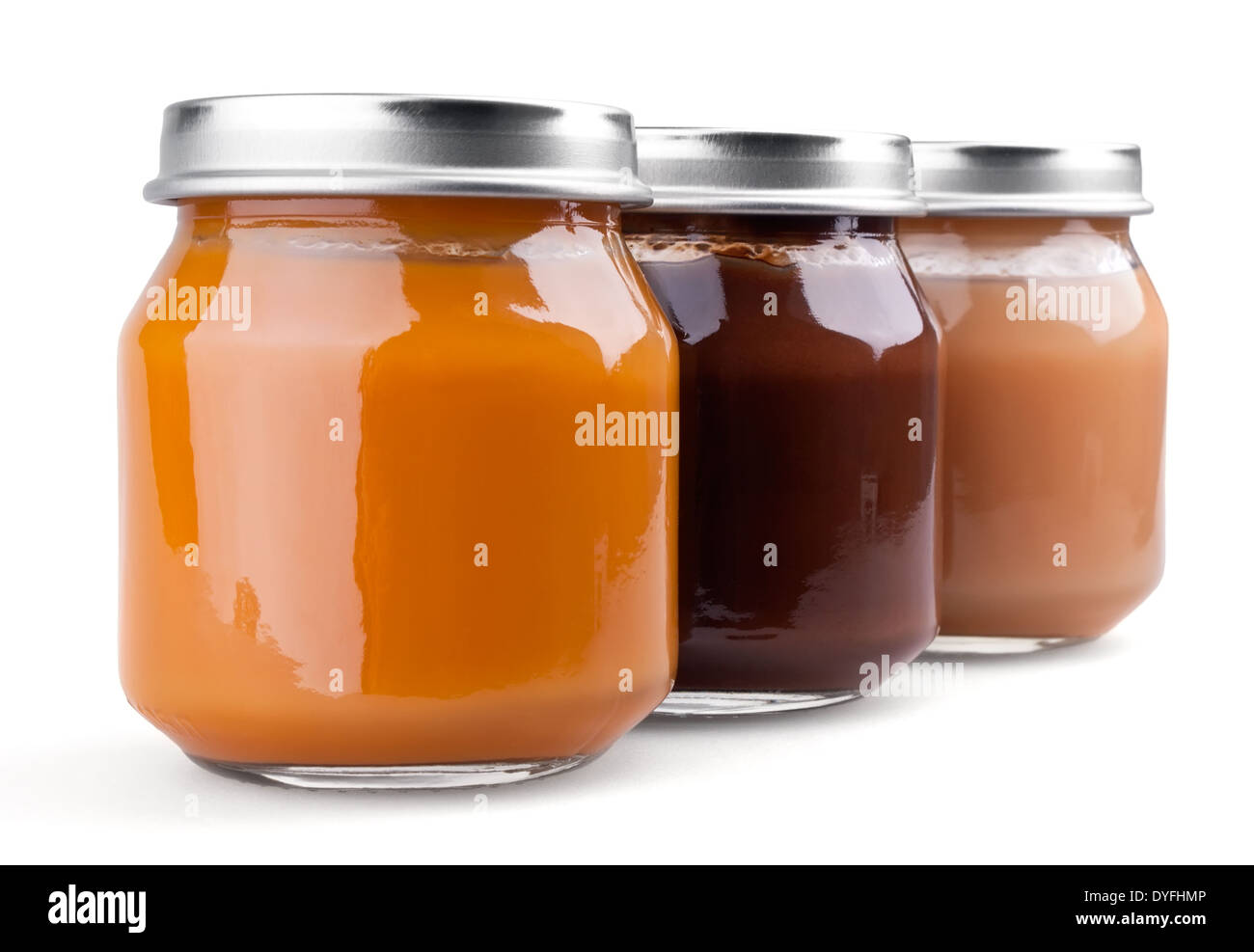 Baby food on white background Stock Photo - Alamy