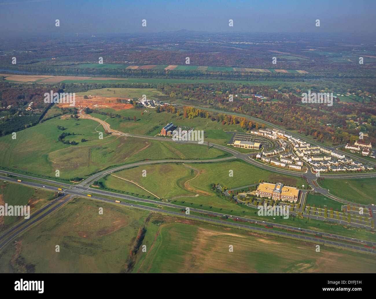 LOUDOUN COUNTY, VIRGINIA, USA - Aerial of George Washington University ...