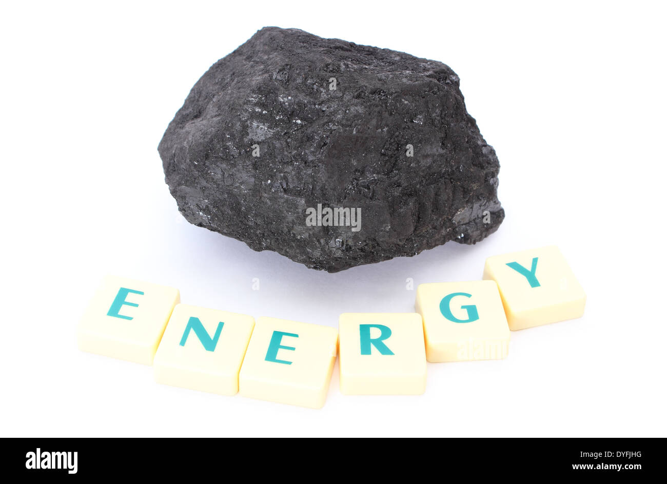 Large coal lump isolated on white background Stock Photo - Alamy