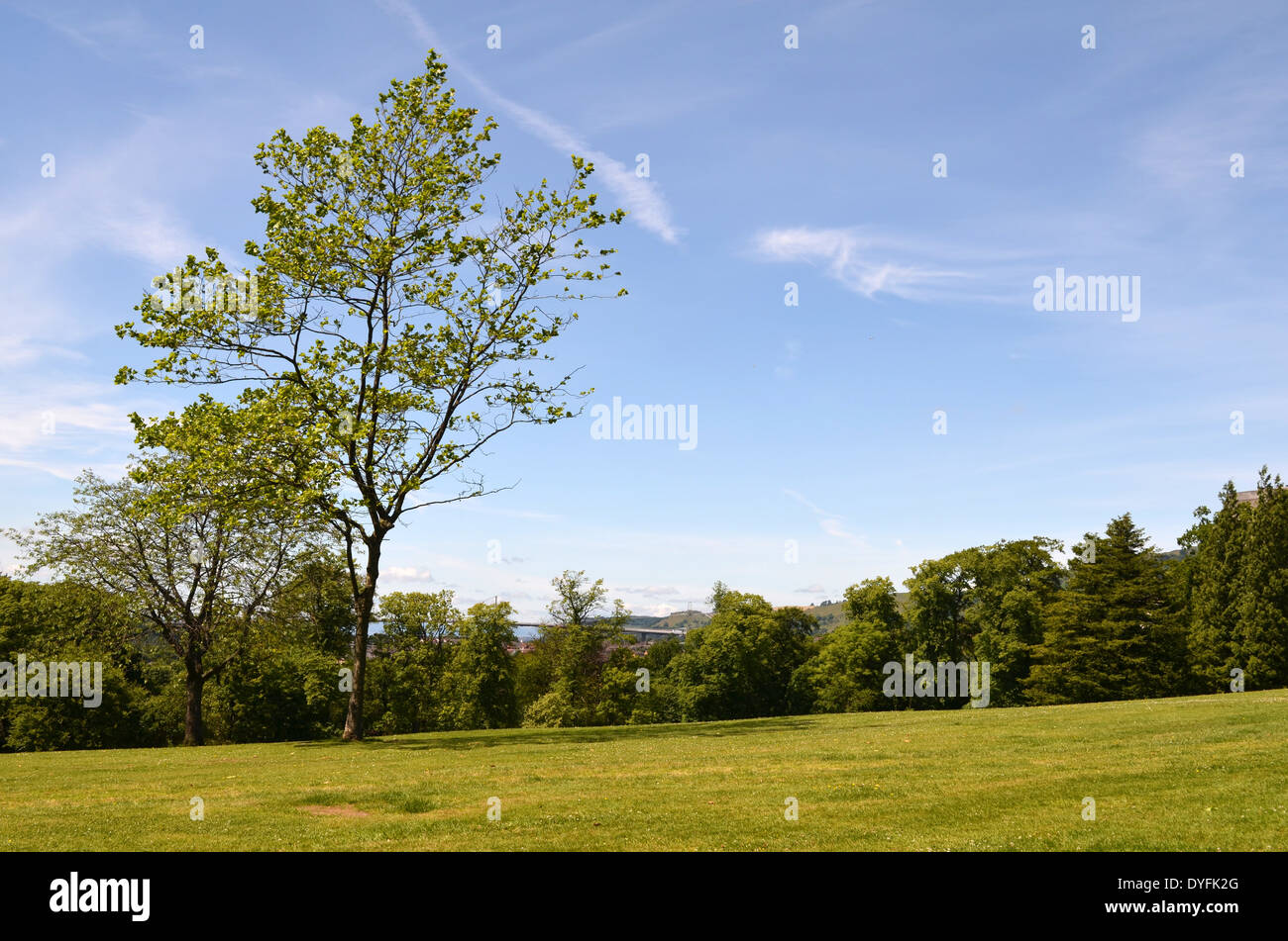 A beautiful scene in the Dalmuir Park with the Erskine Bridge in the ...