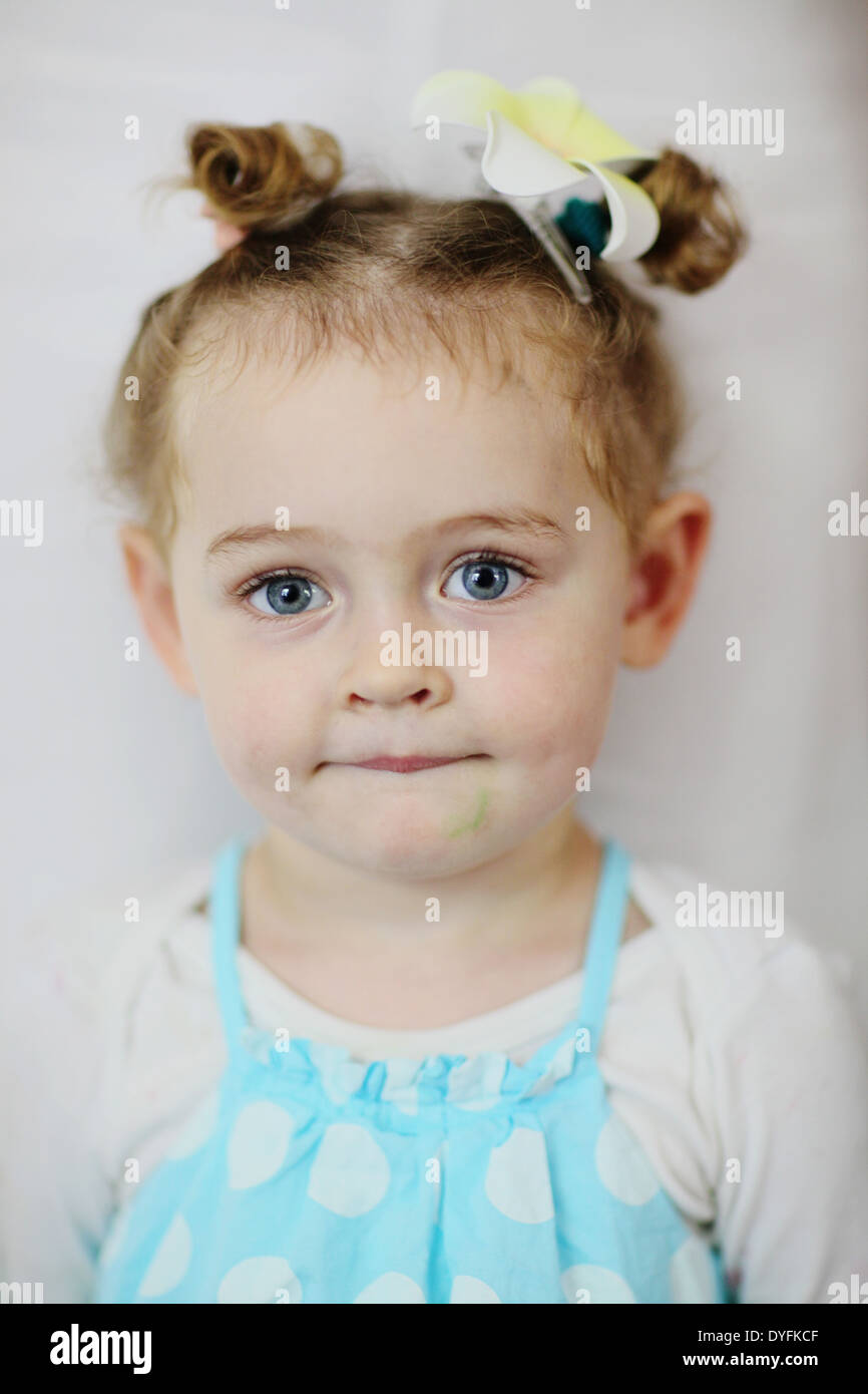 pretty baby girl with pony tails Stock Photo - Alamy
