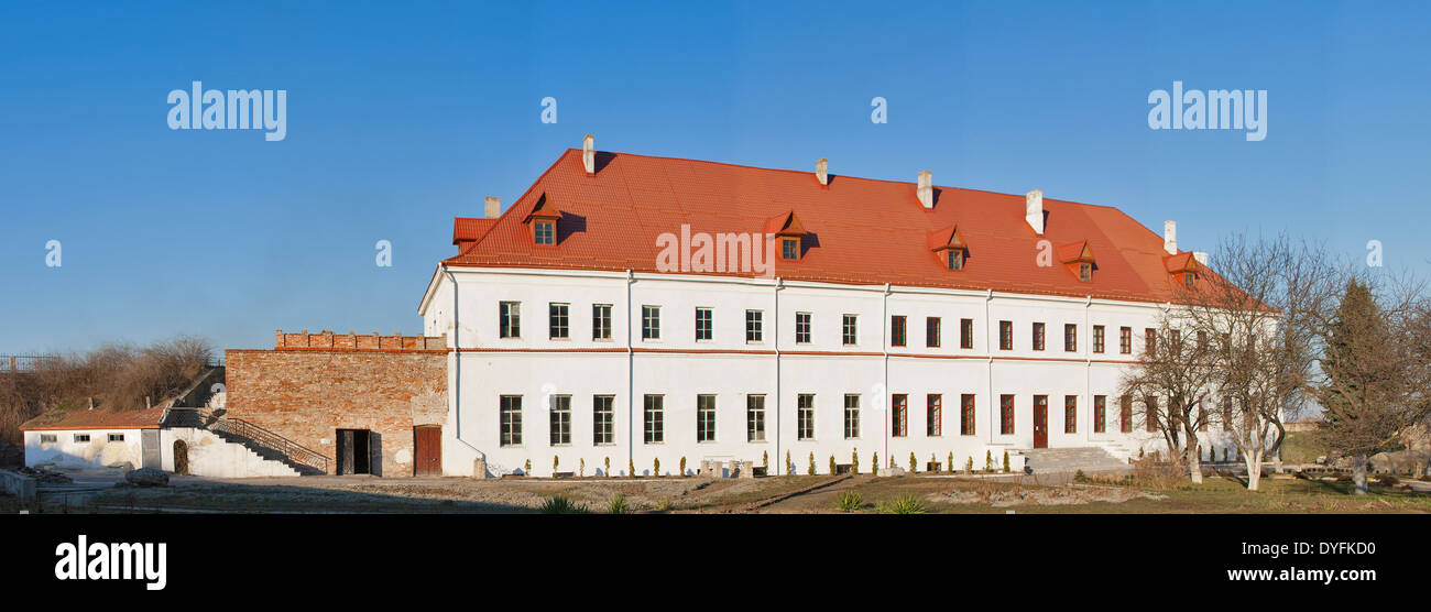 Dubno Castle founded in 1492 panorama. Rectangular palace of two ...