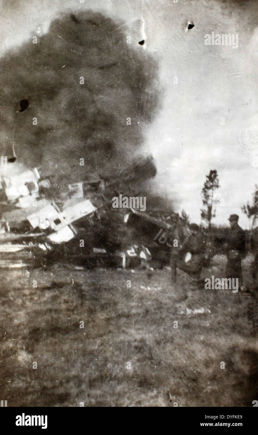 This photo captures a significant moment of an aviation crash, an ...