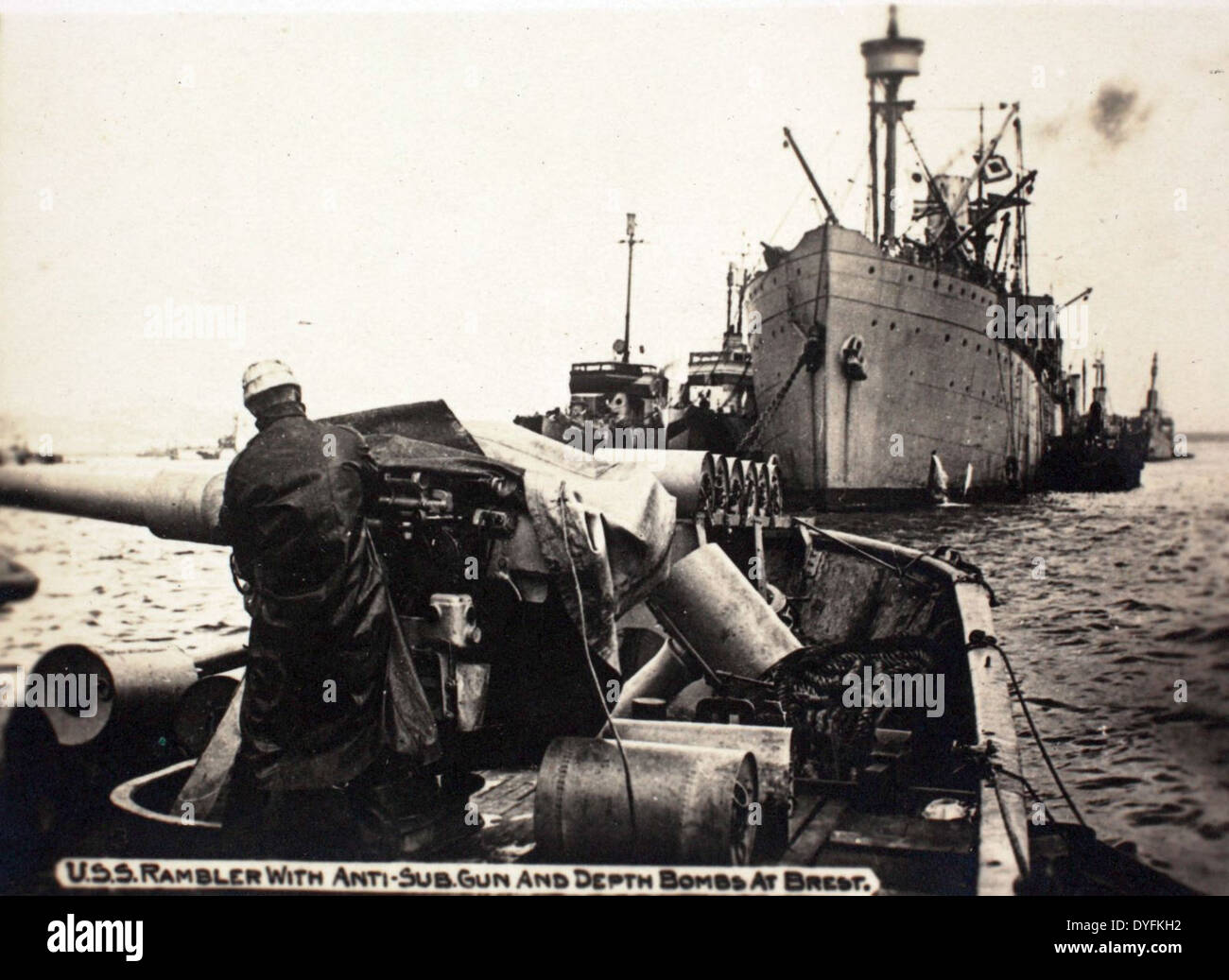 Photograph of the U.S.S. Rambler, an American naval vessel, equipped ...