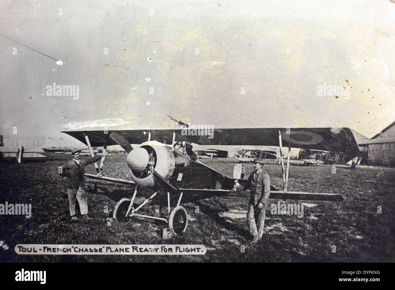 This image shows a French chasse (fighter) plane, ready for flight ...
