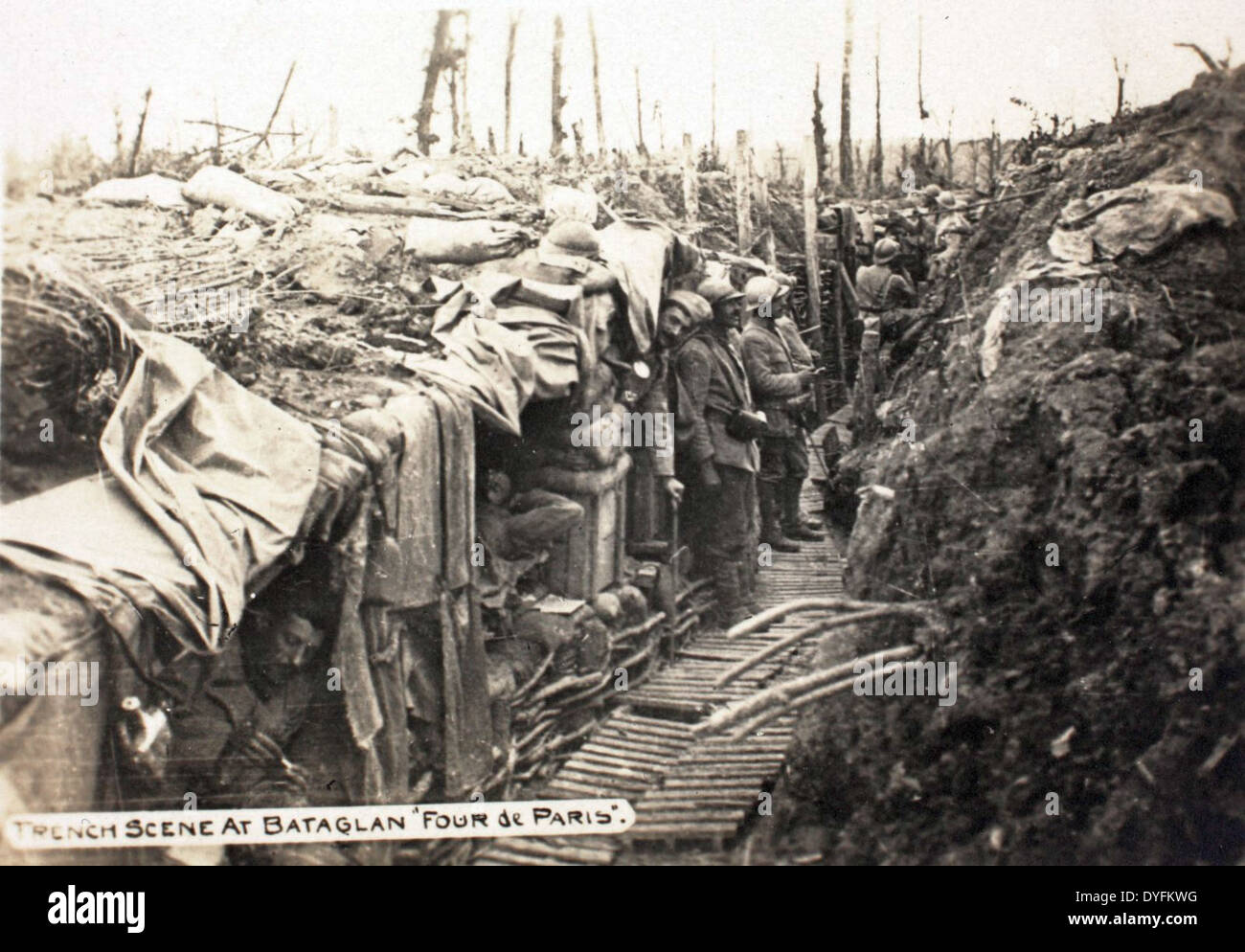 This historical photo captures a trench scene at Bataglan, Four de ...