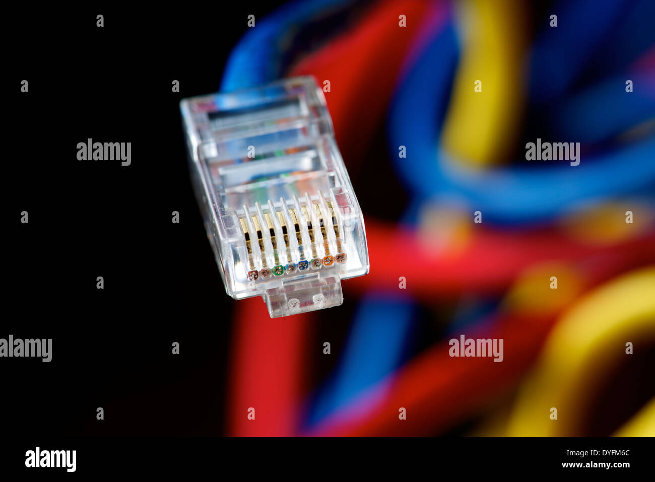 Ethernet cable computer and colorful background Stock Photo - Alamy