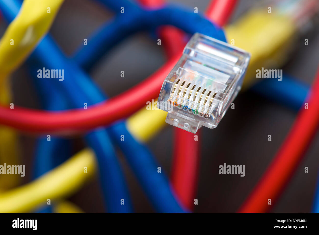 Ethernet cable computer and colorful background Stock Photo - Alamy