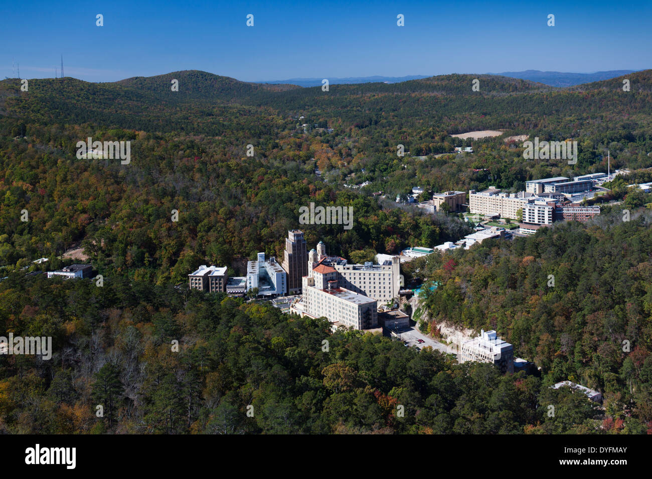 USA, Arkansas, Hot Springs, elevated city view from Hot Springs ...