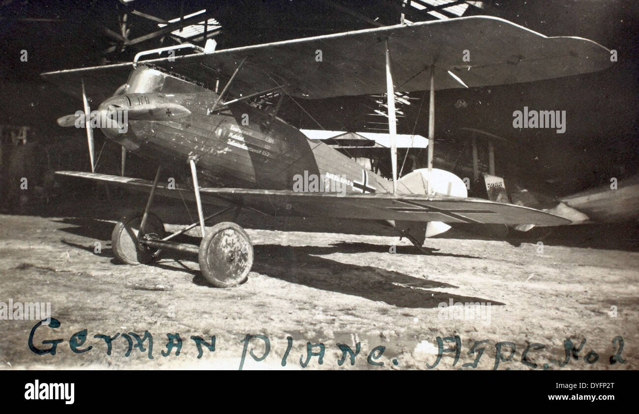 This historical image depicts a German aircraft at A.S.P.C. No. 2 ...