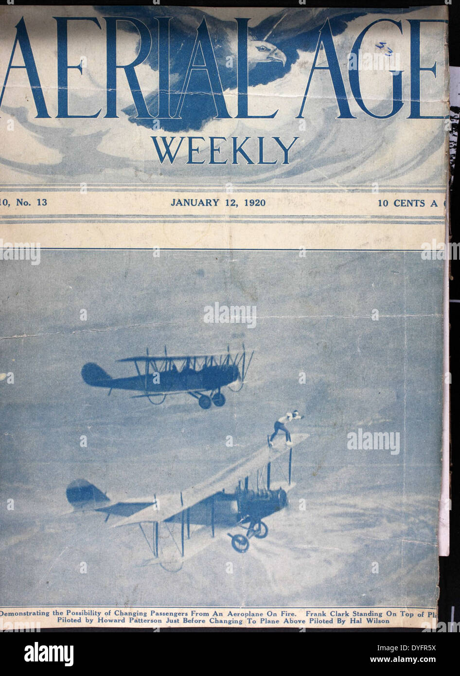 This photo captures Frank Clarke, a renowned barnstormer and stunt ...