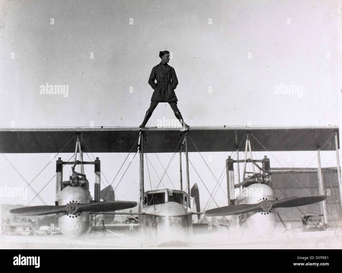 This photo features Frank Clarke, a famous barnstormer and stunt pilot ...