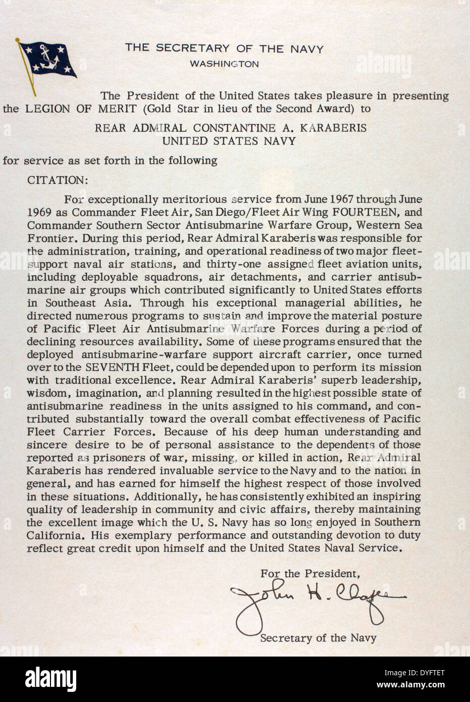 This citation honors an individual who received the Legion of Merit ...