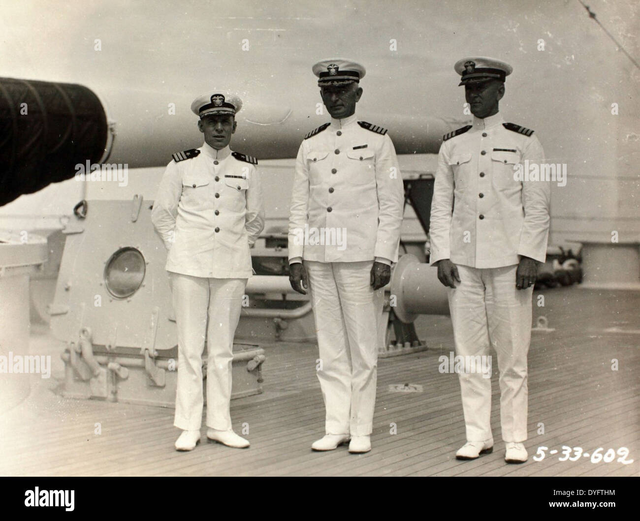This photograph shows commanding officers aboard the USS Arkansas (BB ...