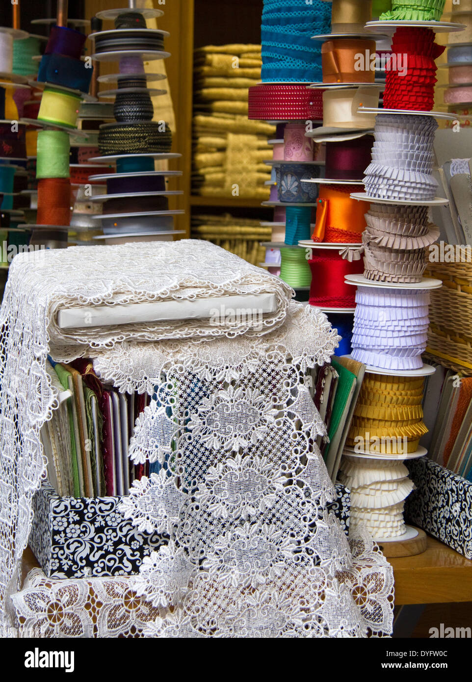 Lace display Plaza Redonda Valencia Spain EU Stock Photo - Alamy