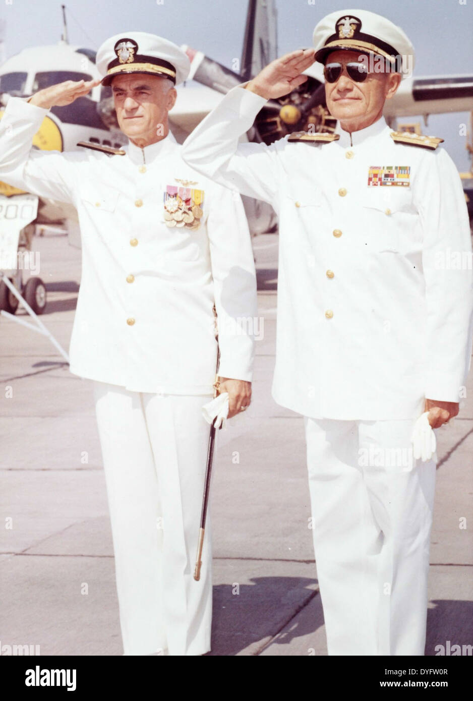 This color photograph captures a change of command ceremony at NAS ...