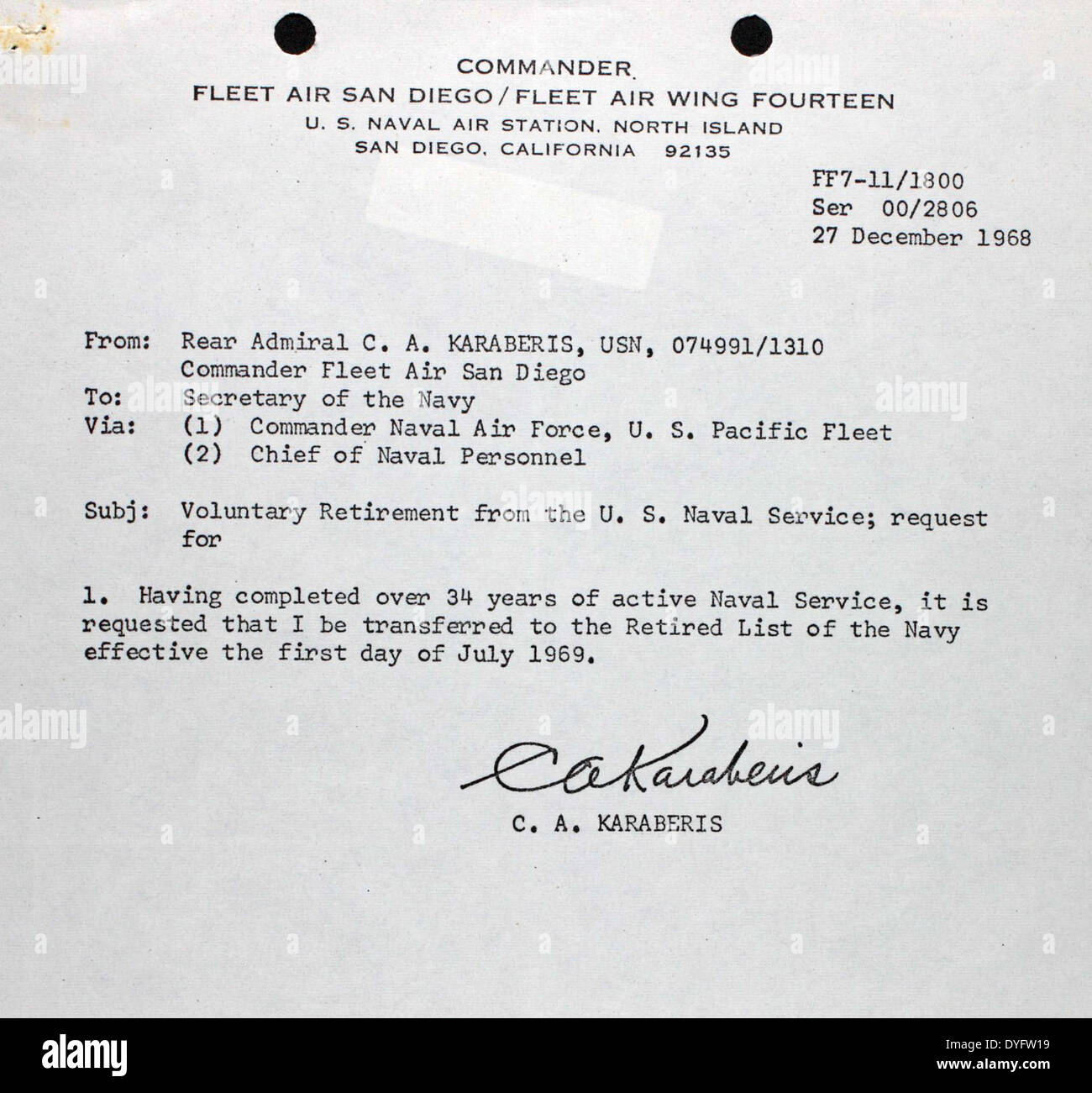 This letter is a formal request for retirement, typically issued by ...