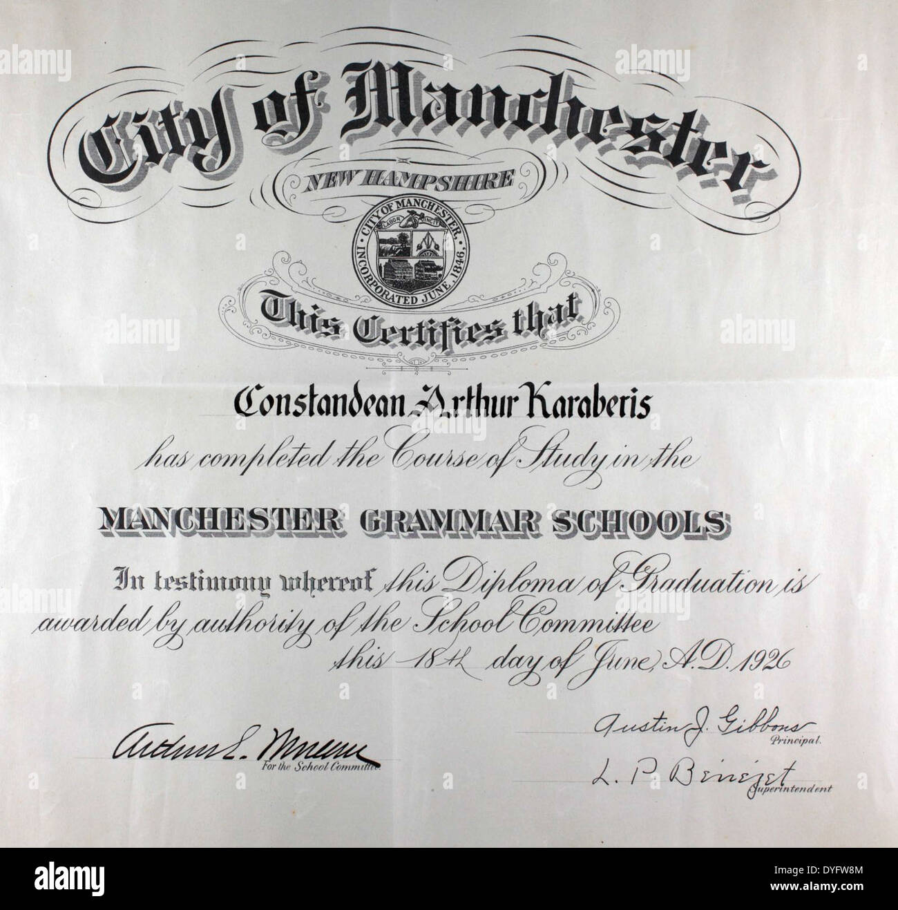 Grammar School Diploma Stock Photo - Alamy