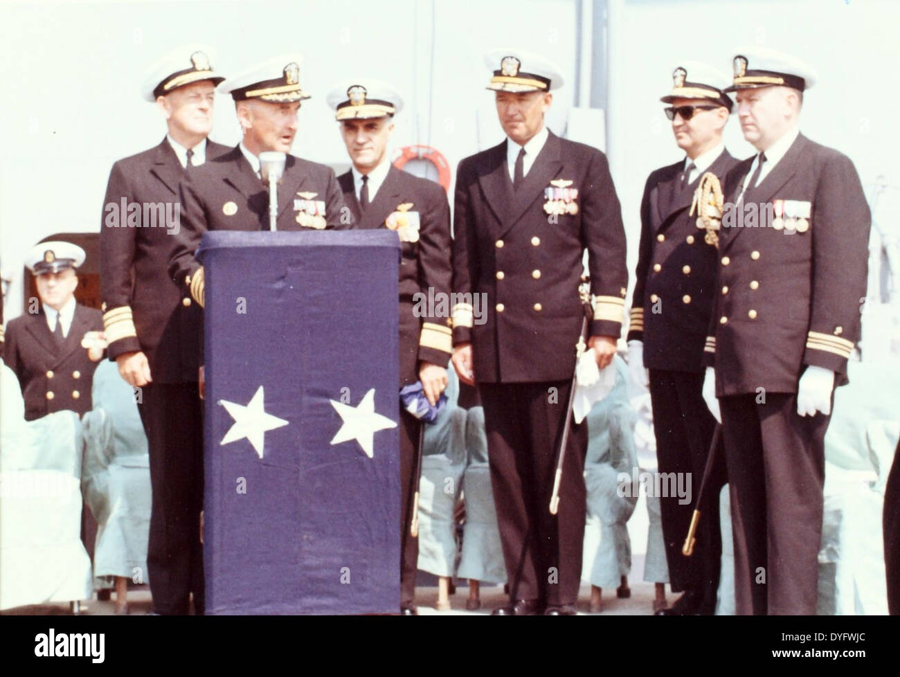 This photo captures the change of command ceremony, where VADM Holmes ...