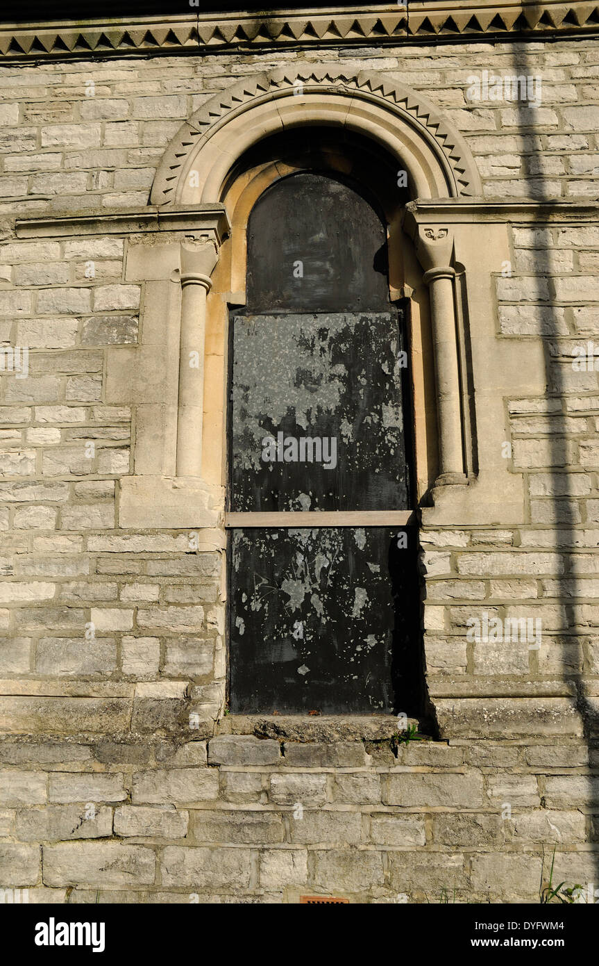 Boarded up church window hi-res stock photography and images - Alamy