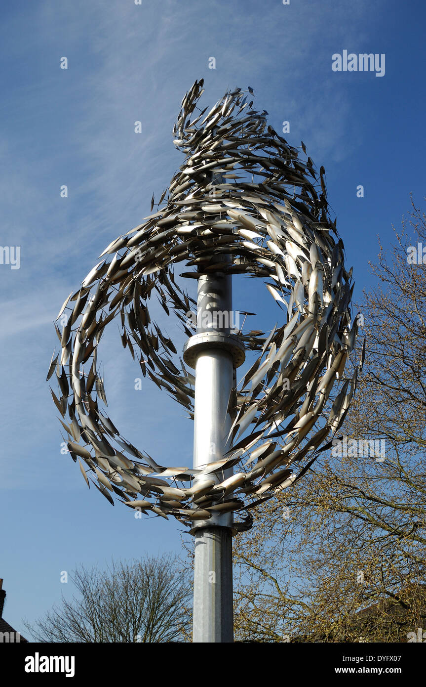 fish shoal metal welded sculpture, Southampton, England Stock Photo - Alamy