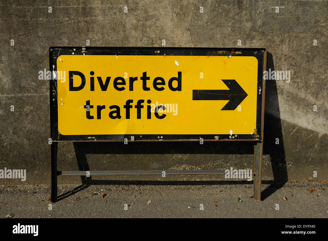 Diverted traffic sign Stock Photo - Alamy