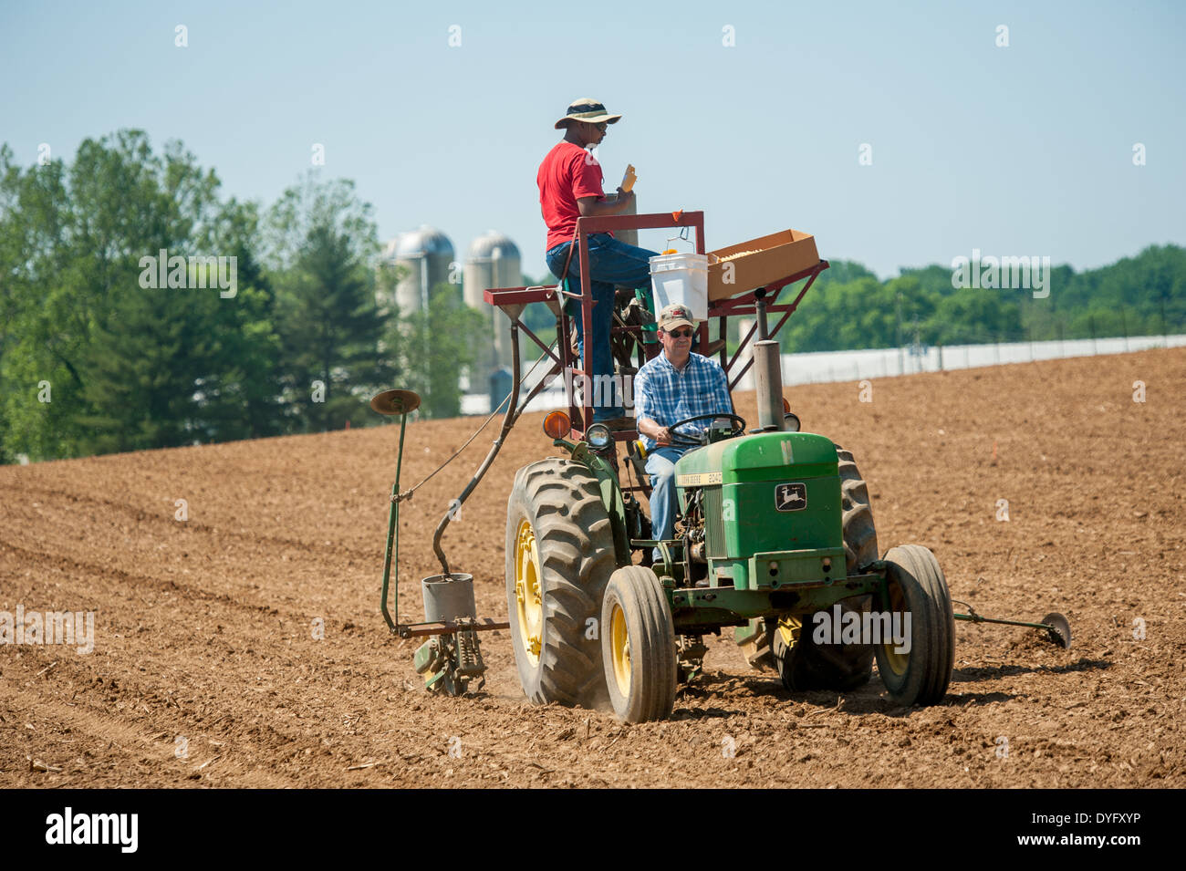 Planting test plots with Tractor Clarksville MD Stock Photo - Alamy