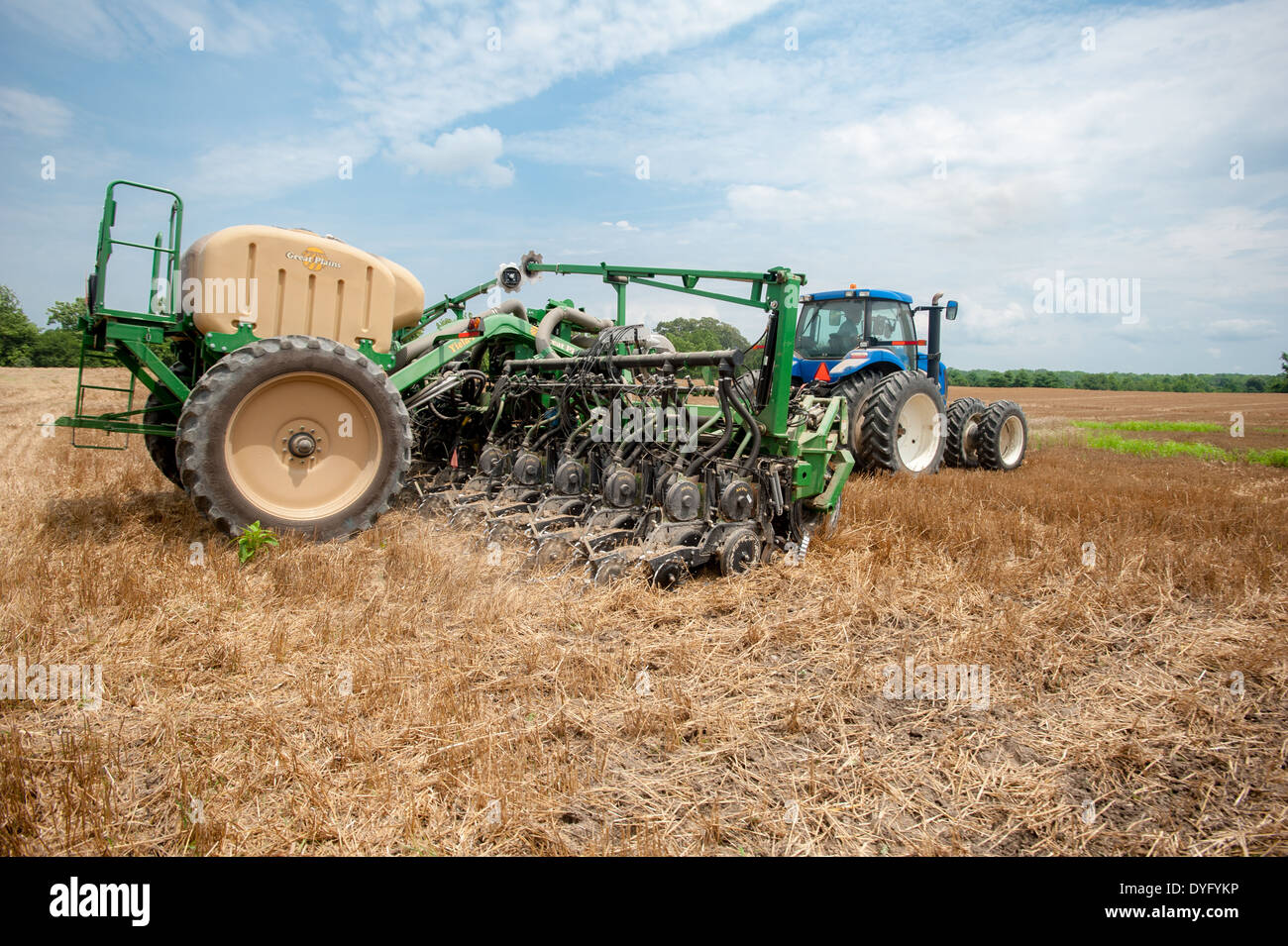 Double Crop soybean planting over wheat stubble Centerville MD Stock ...