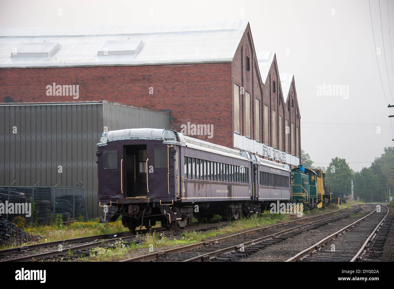 Train track with trains Northeast PA Stock Photo - Alamy