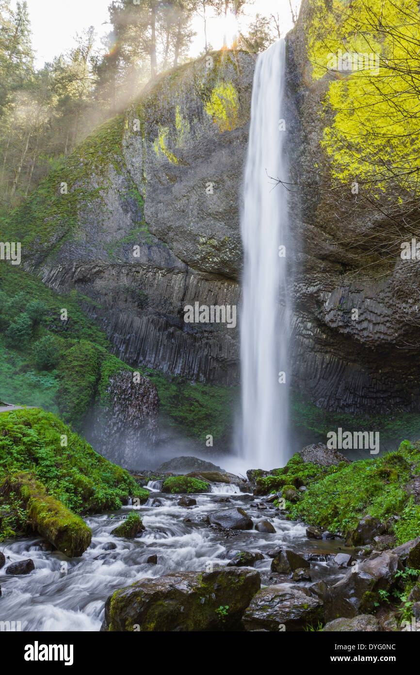 beautiful spring time waterfalls in the Columbia Gorge, Oregon Stock ...
