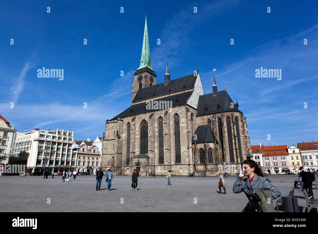 Plzen, Cathedral of St. Bartholomew Pilsen Czech Republic Stock Photo ...