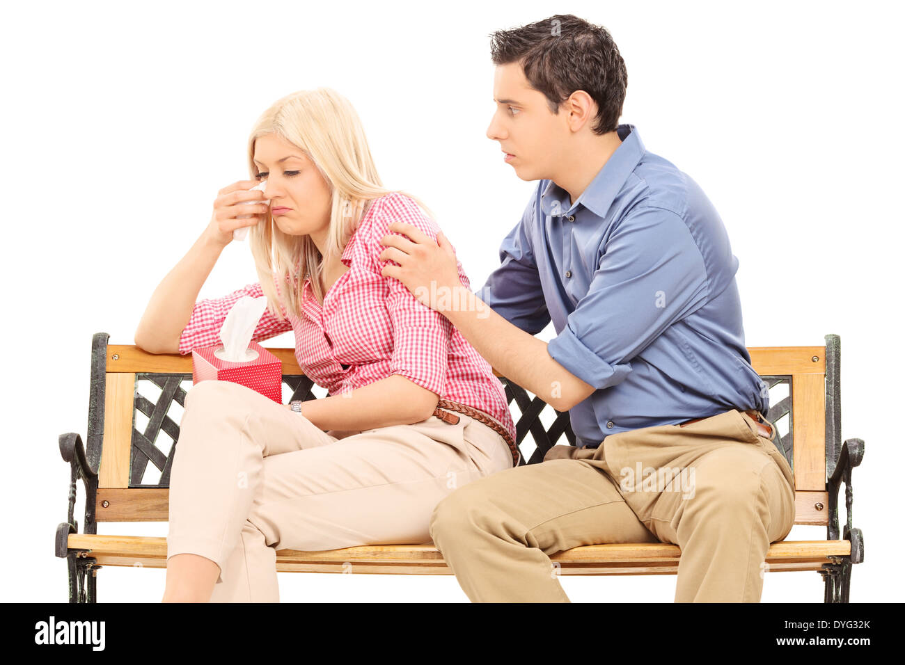 Woman crying man comforting hi-res stock photography and images - Alamy