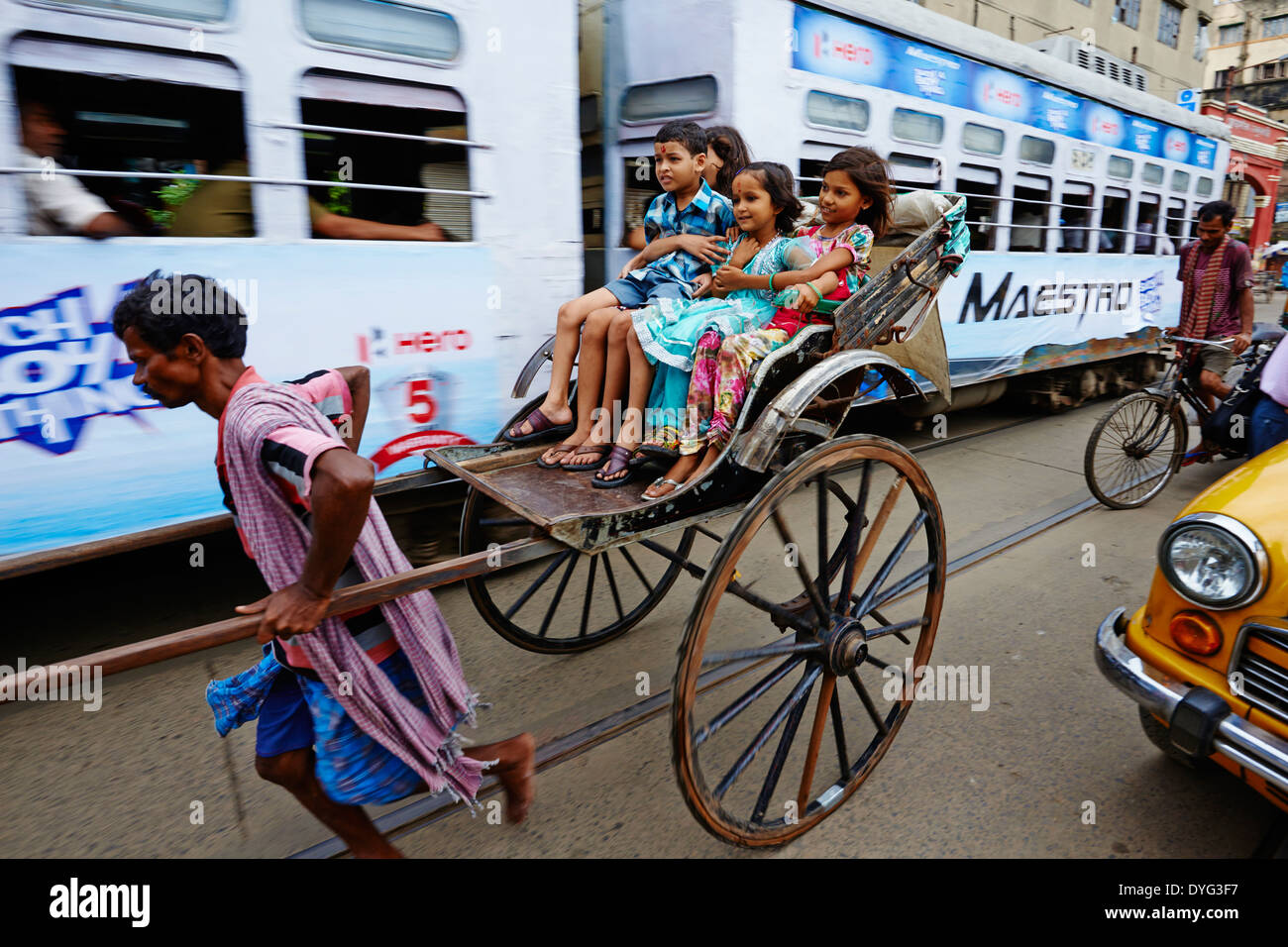 India, West Bengal, Kolkata, Calcutta, the last day of rickshaw of ...