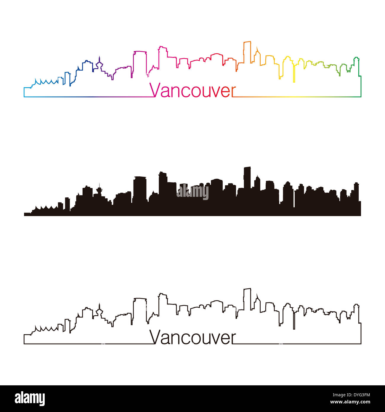 Vancouver skyline linear style Stock Photo - Alamy