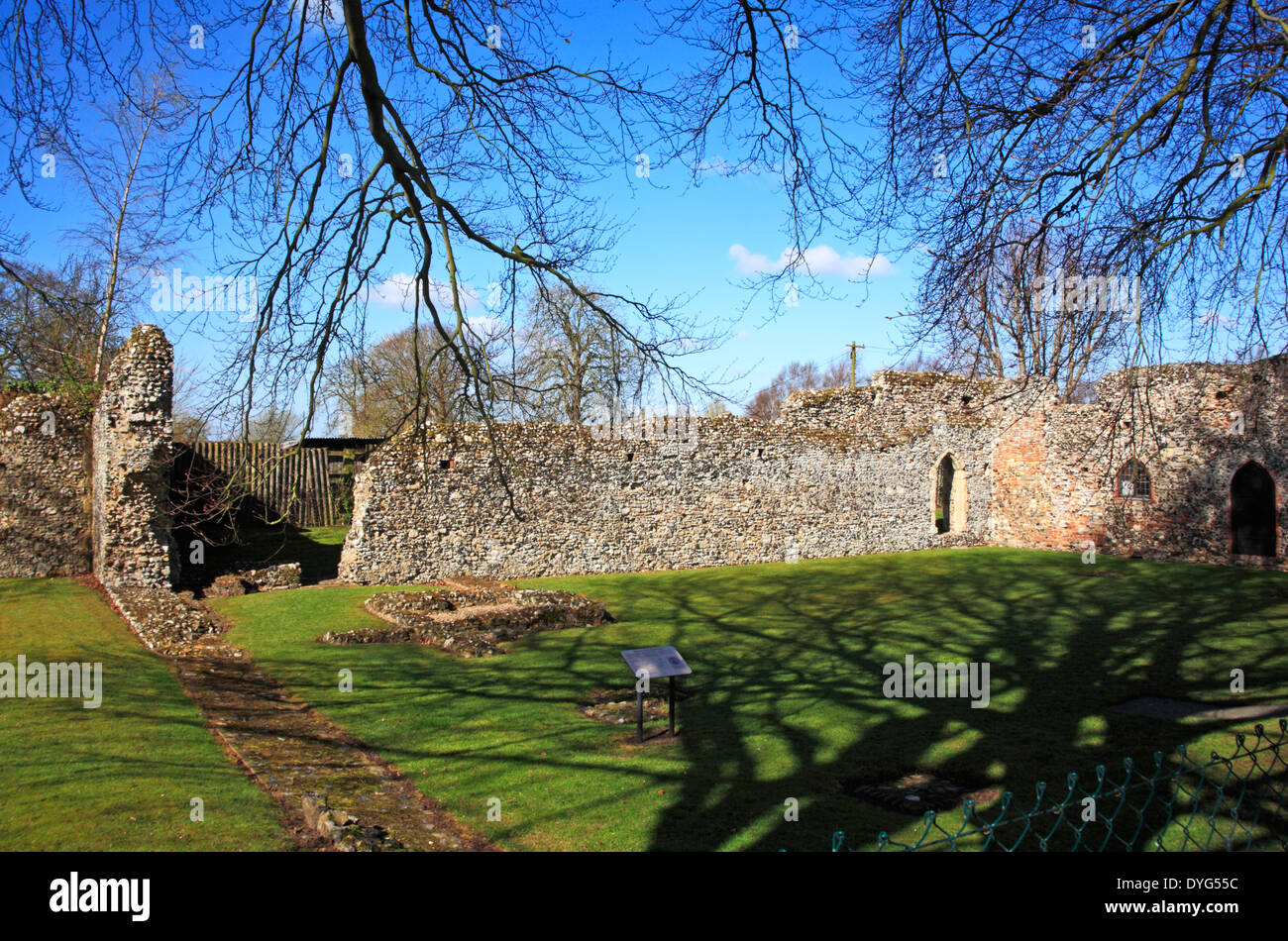 A view of the cloister wall ruins at St Olave's Priory, Norfolk ...