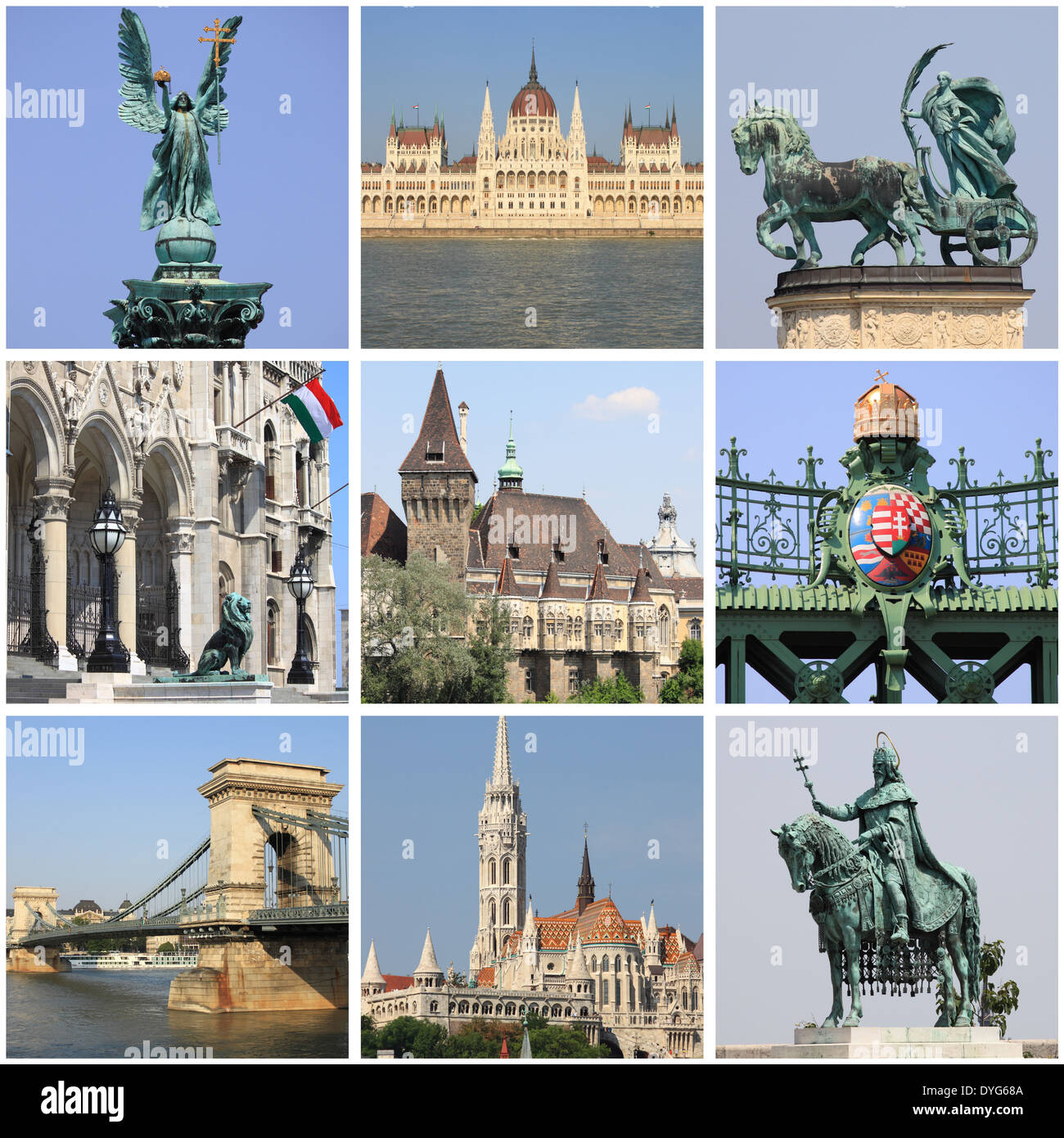 Collage of landmarks of Budapest, Hungary Stock Photo - Alamy